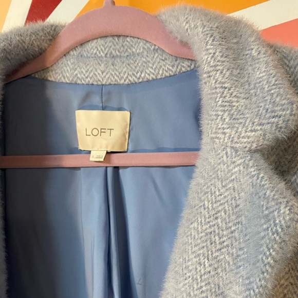 LOFT | Jackets & Coats | Loft Cottage Blue Herringbone Coat Womens ...